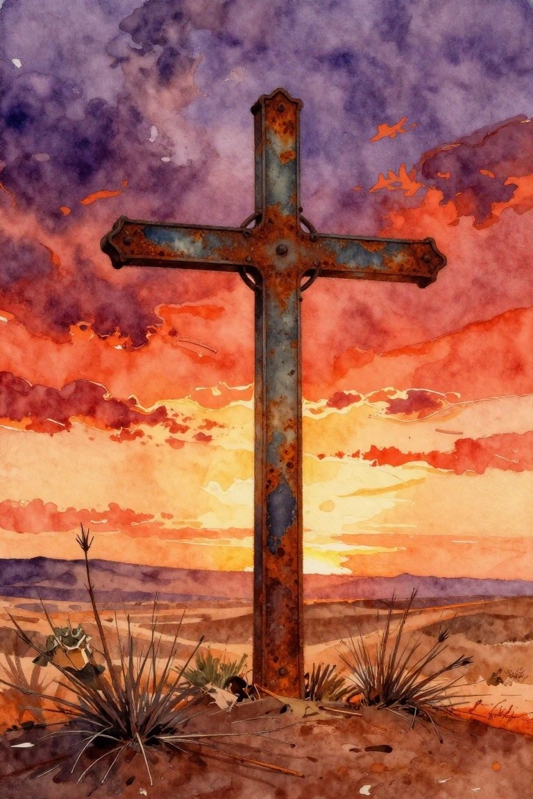21 Stunning Sunset Cross Paintings For A Warm Worship Aesthetic ...